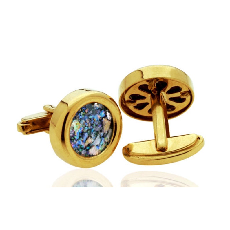 Roman Glass Cufflinks 14k Gold Cufflinks Solid Gold Round - Etsy