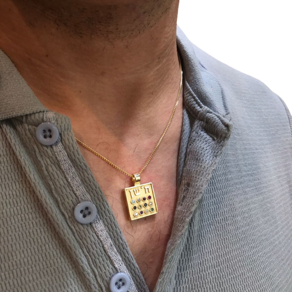 Choshen Pendant in 14k Gold With Precious and Semi-precious - Etsy Israel