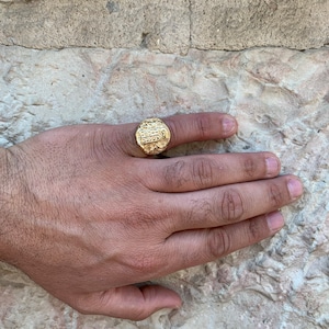 Ten Commandments Ring, 14k Yellow Gold Men's Ring, Handmade Gold Jewish ...