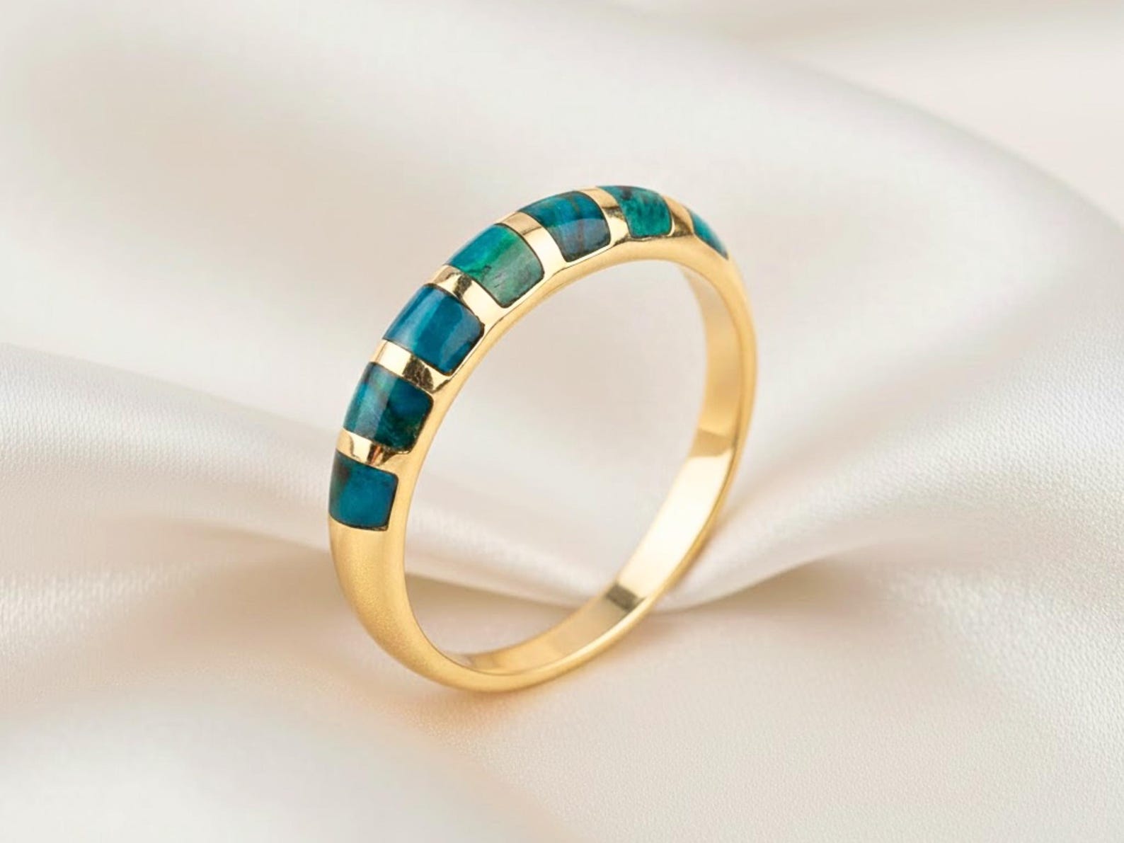 Striped Eilat Stone Ring, 14k Gold Ring, Gold Women's Ring, Slender ...