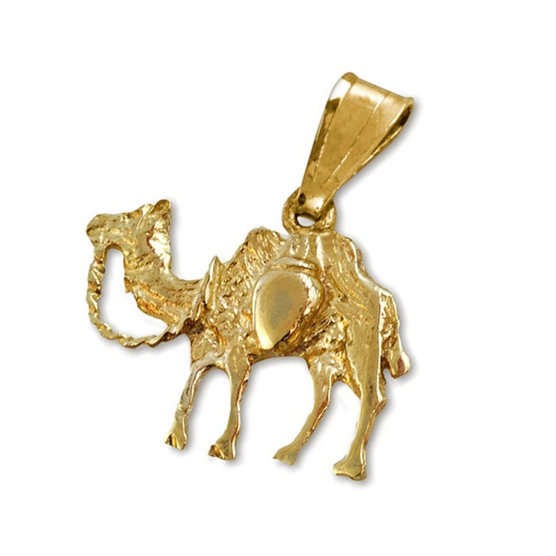 Gold Camel Pendant in 14k Gold Israeli Camel Charm Detailed | Etsy