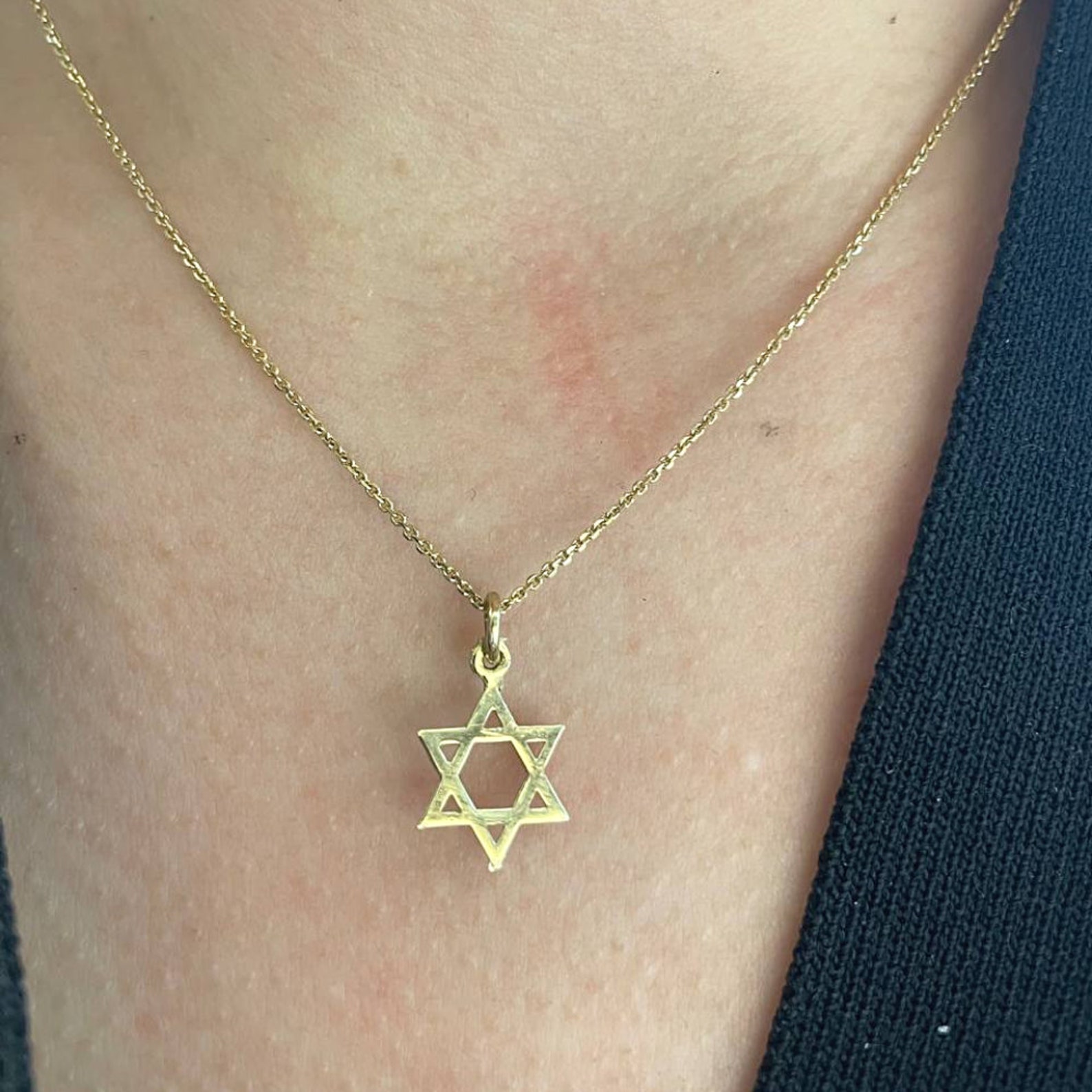 Tiny Star of David, Solid 14k Gold Jewish Star Pendant, Dainty Star of ...