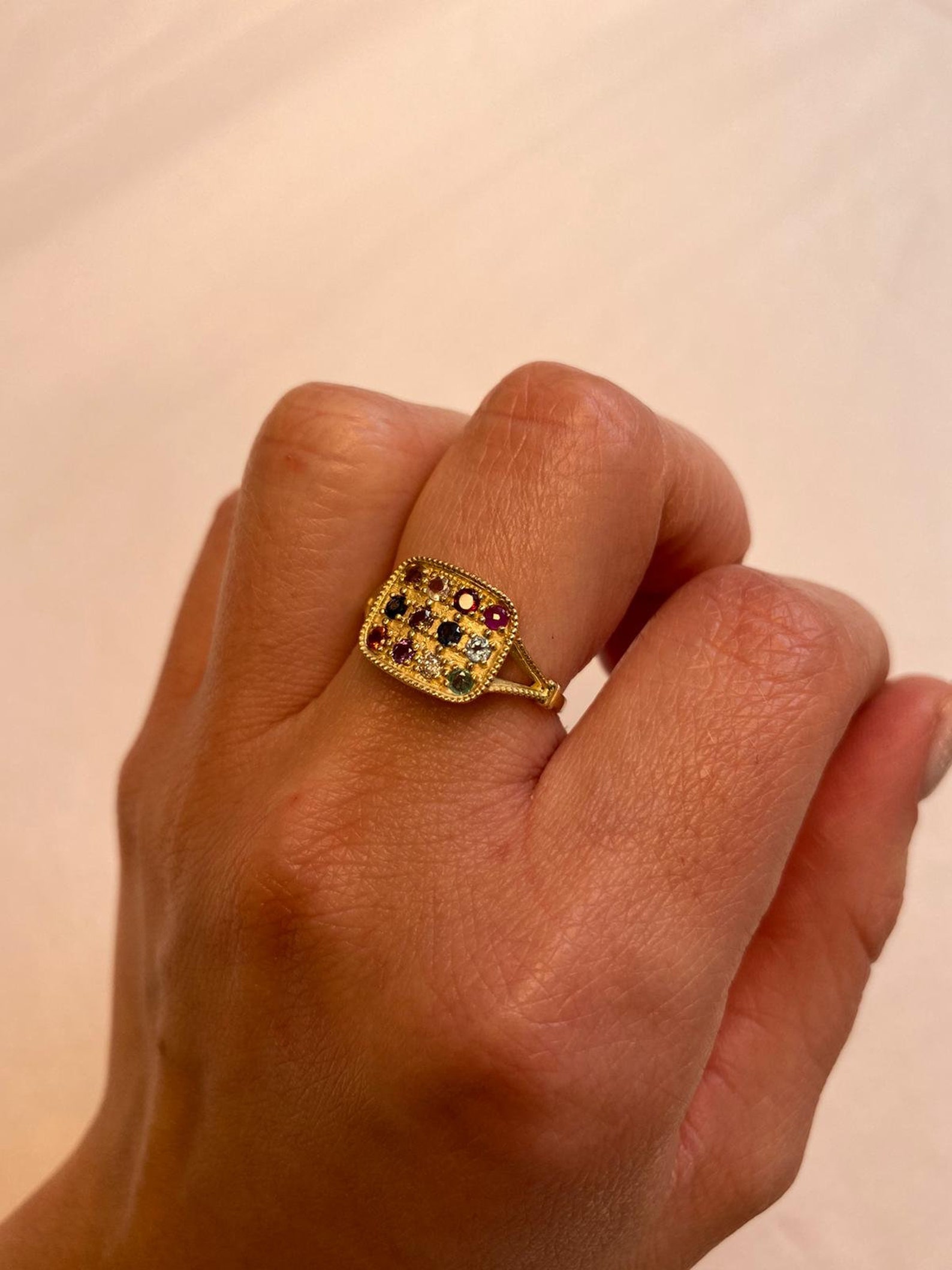 Gold Choshen Ring, 14k Gold Slender Hoshen Signet Ring, 14k Yellow Gold ...
