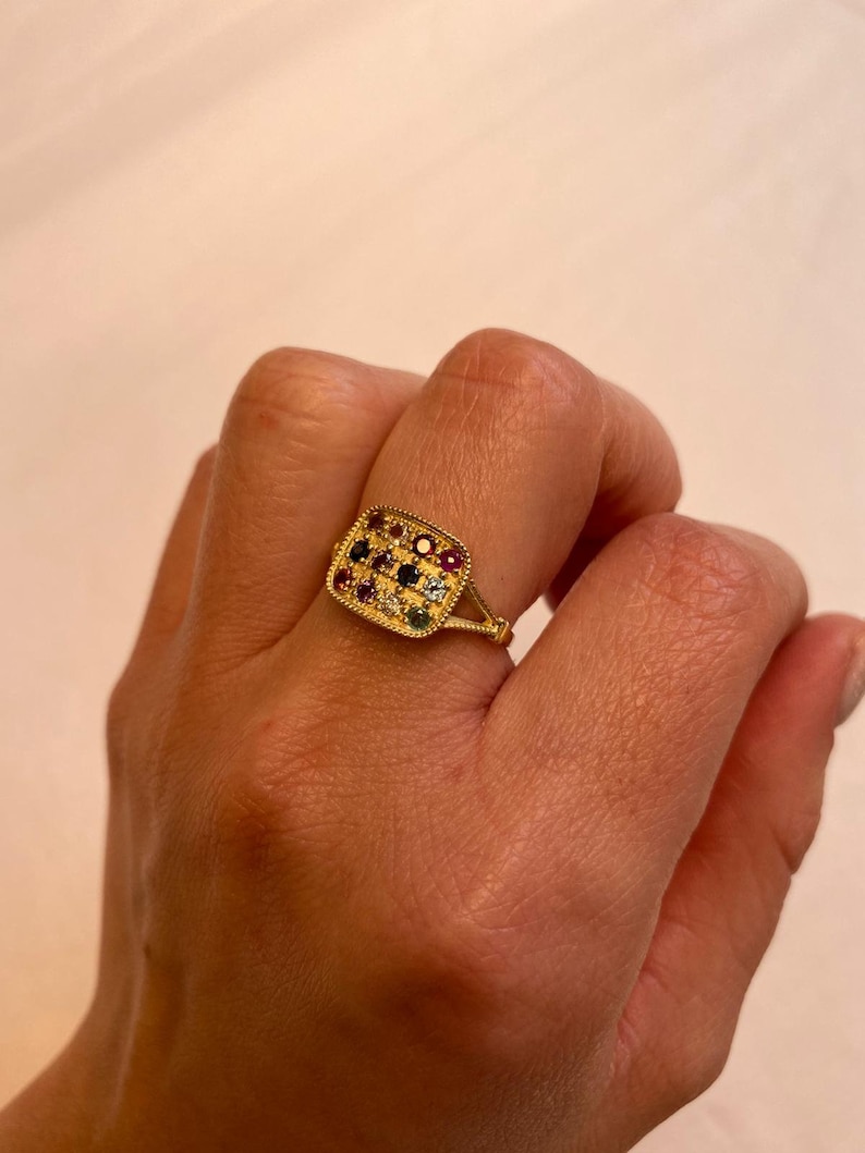 Gold Choshen Ring, 14k Gold Slender Hoshen Signet Ring, 14k Yellow Gold ...