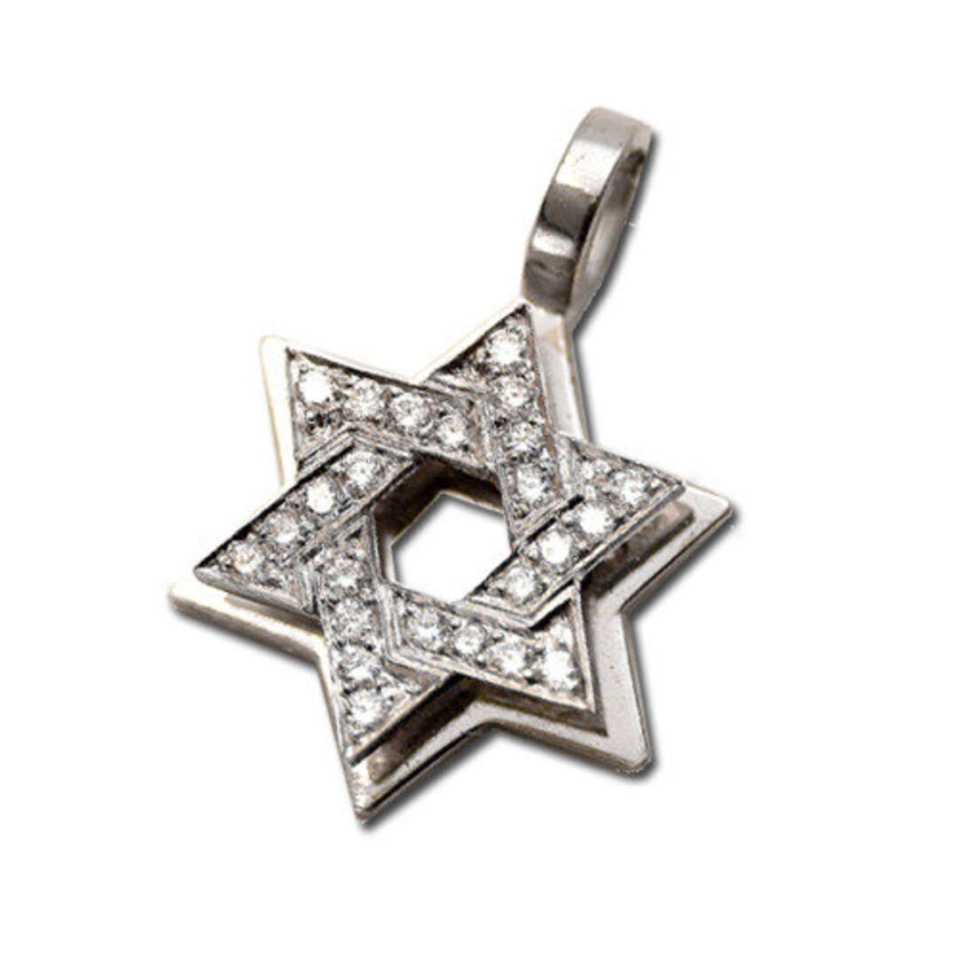 Star of David 18K Gold Diamond Studded Dual Layer Jewish Protection ...