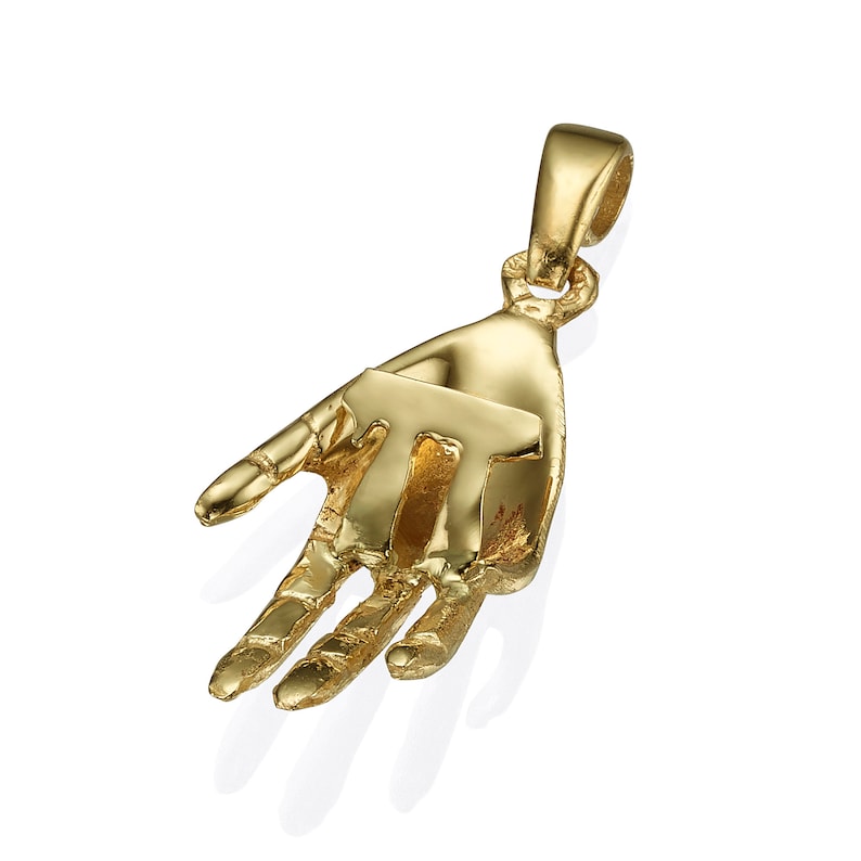 Gold Hand Pendant Hai Hand Solid 14k Gold Pendant Gold | Etsy