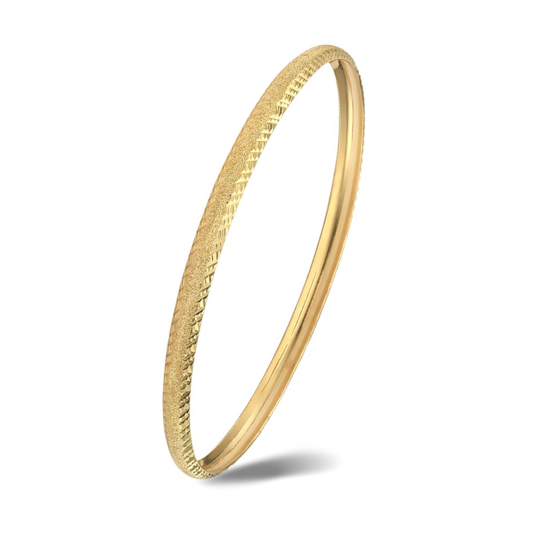 Stunning Moroccan Bangle in 14K Yellow Gold - Stacking Bangle Bracelet ...