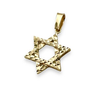 Diamond Cut Star of David Pendant in 14K Gold, Magen David Protection ...