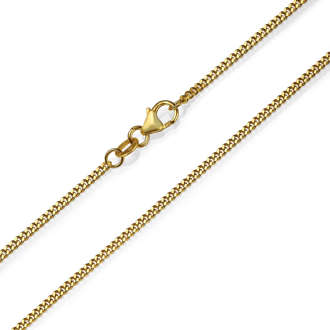 Cuban Chain 14K Gold 1.8 Mm Thick, Solid Gold Panzer Chain Necklace ...