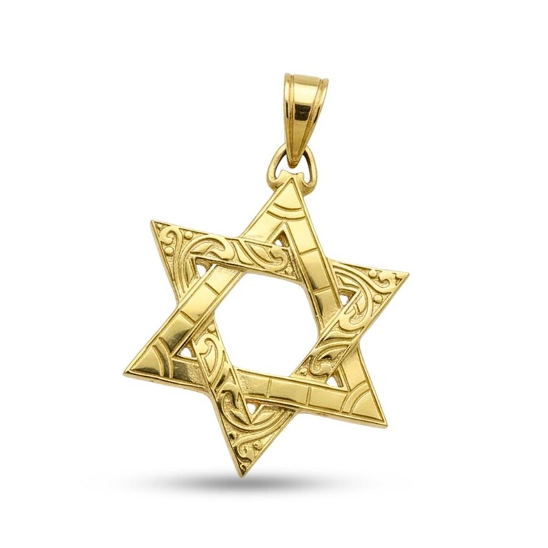 Vintage 14k Gold Star of David Pendant, Magen David Jewish Necklace for ...