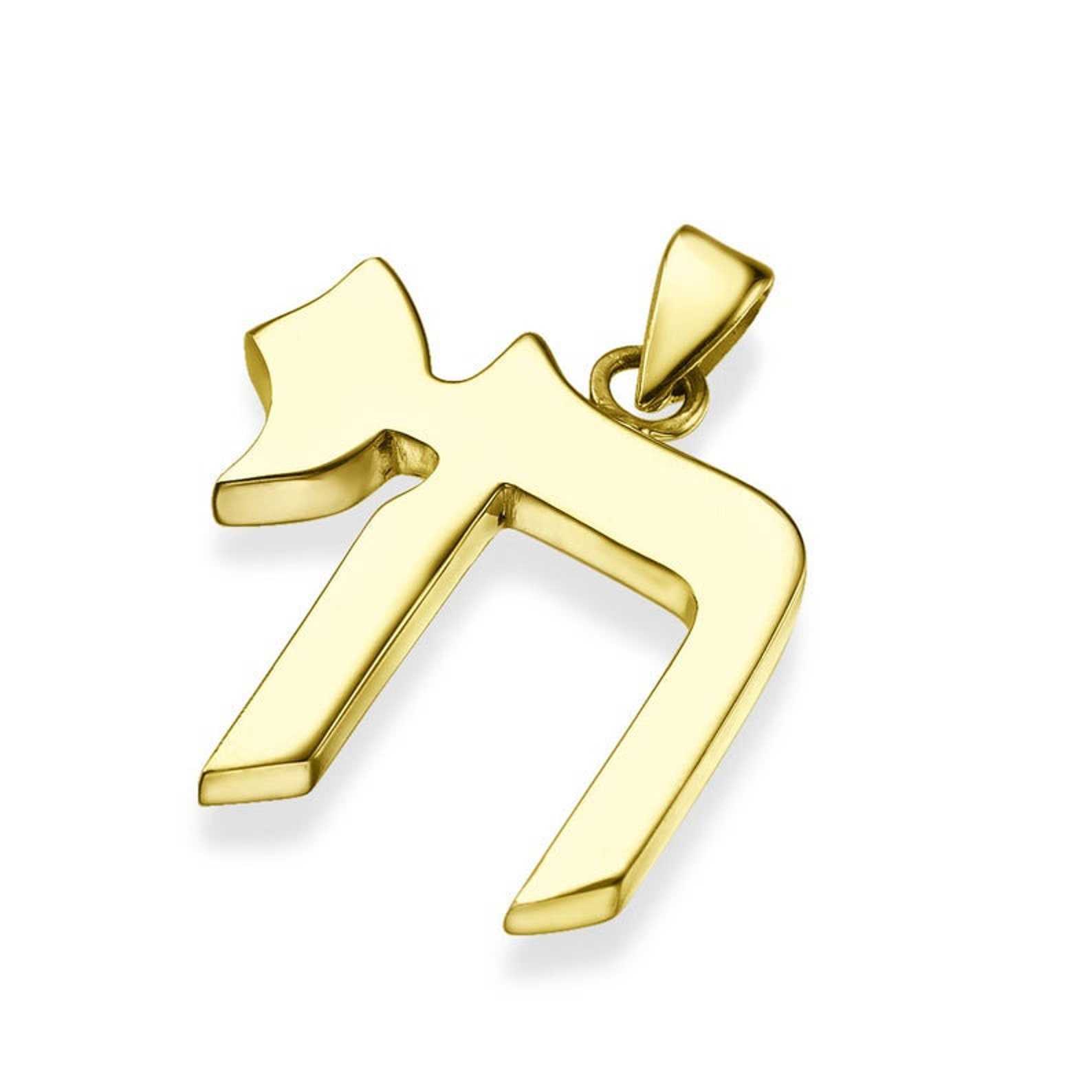 Large Chai Pendant 14k White Gold Chai Necklace Pendant Hai | Etsy