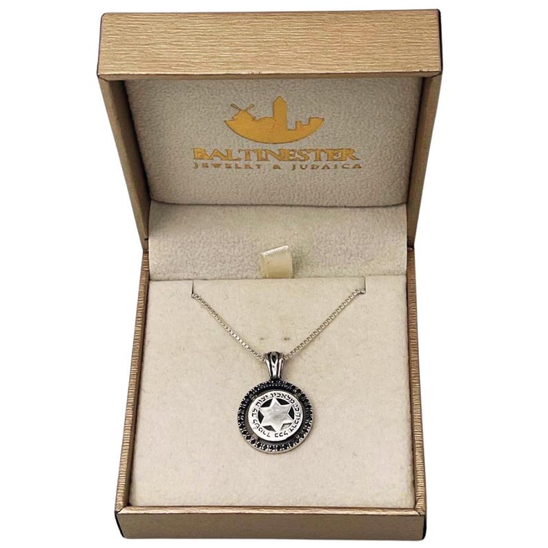 Kabbalah Star of David and Angels Prayer Protection Necklace With Black ...