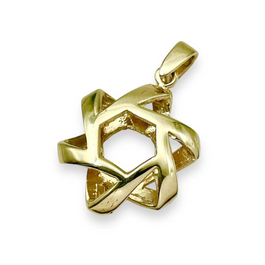 Pinwheel Star of David Pendant in 14k Solid Gold, Support Israel ...