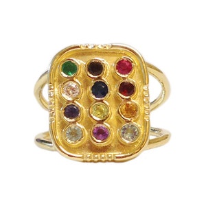 14K Gold Hoshen Ring, Gemstone Ring, Solid Gold Ring, Choshen Ring, 12 ...