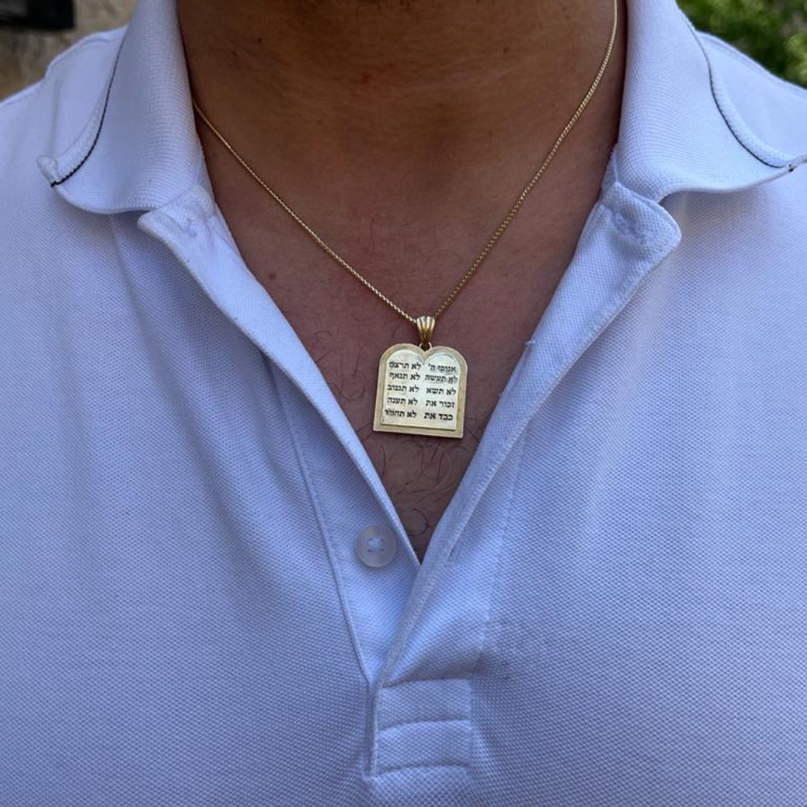 Ten Commandments 14k Yellow Gold Pendant, Jewish Biblical Jewelry ...