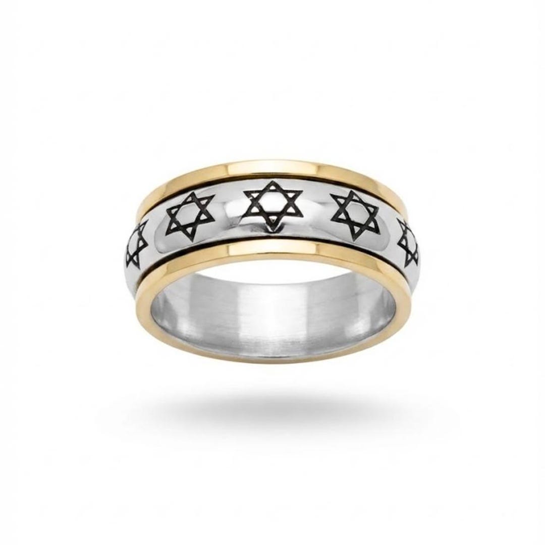Star of David Spinner Ring in 9K Gold & Sterling Silver | Jewish ...