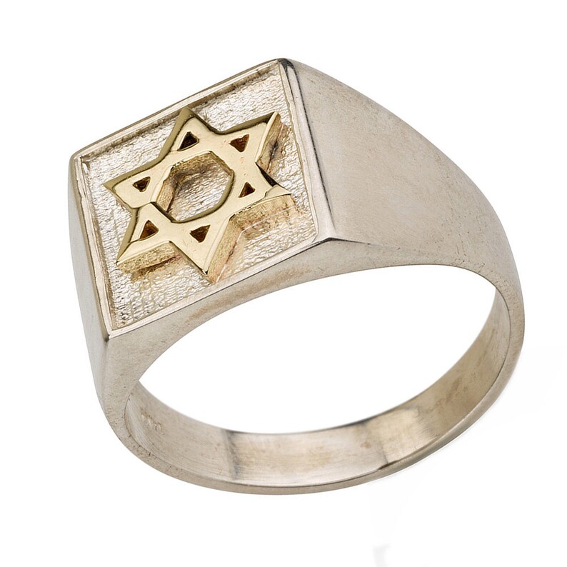 Jewish Star Signet Ring, Silver and Gold Ring, Star of David Ring ...