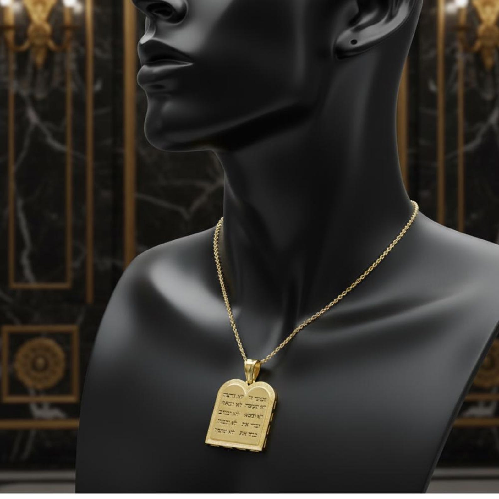 Ten Commandments 14k Yellow Gold Pendant, Jewish Biblical Jewelry ...