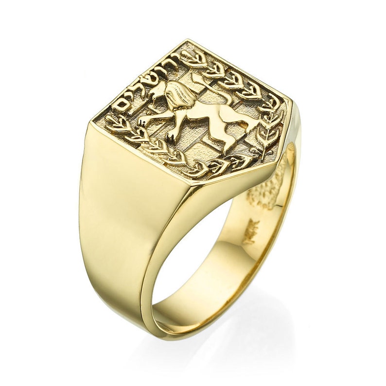 Jerusalem Ring 14k Gold Lion Ring Emblem of Jerusalem Ring - Etsy