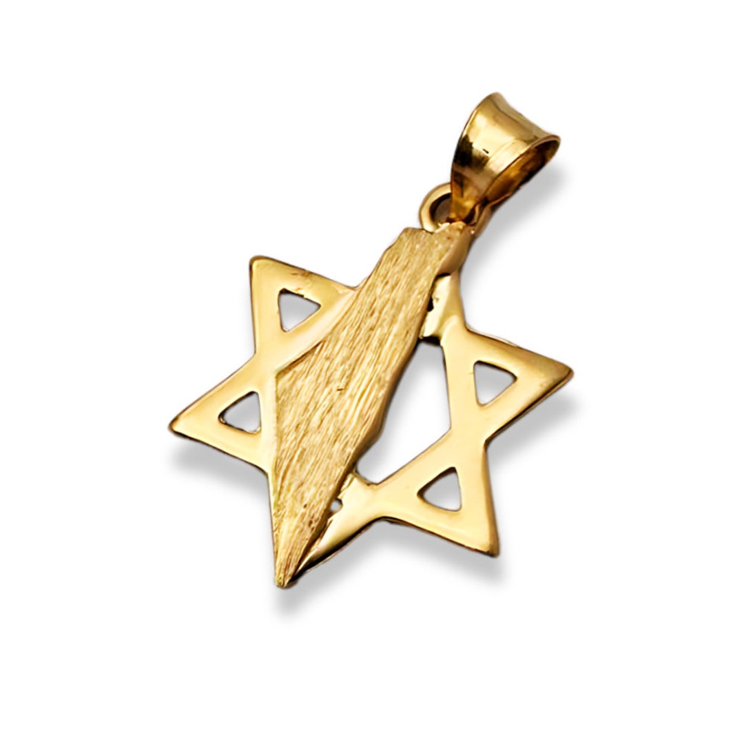 Support Israel With Star of David Pendant With Israel Map in 14K Gold ...
