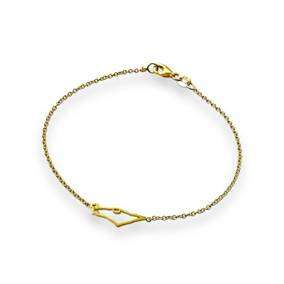 Israel Map Bracelet in 14k Gold, Minimalist Map of Israel Jewelry, 14K ...