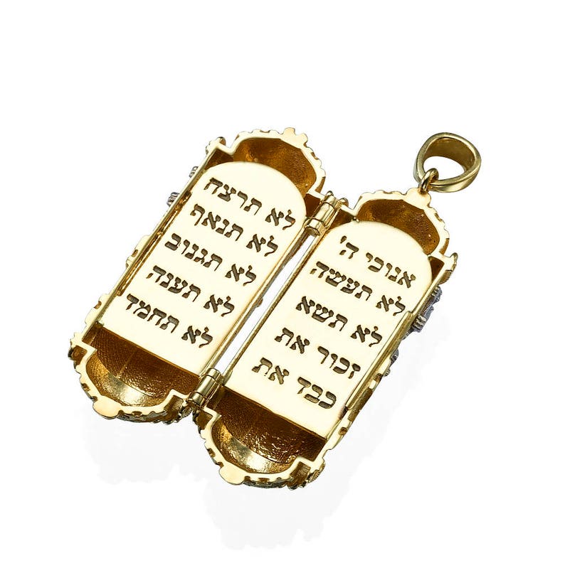 Torah Pendant With Diamonds in Two Tone 14k Gold Ten - Etsy Israel