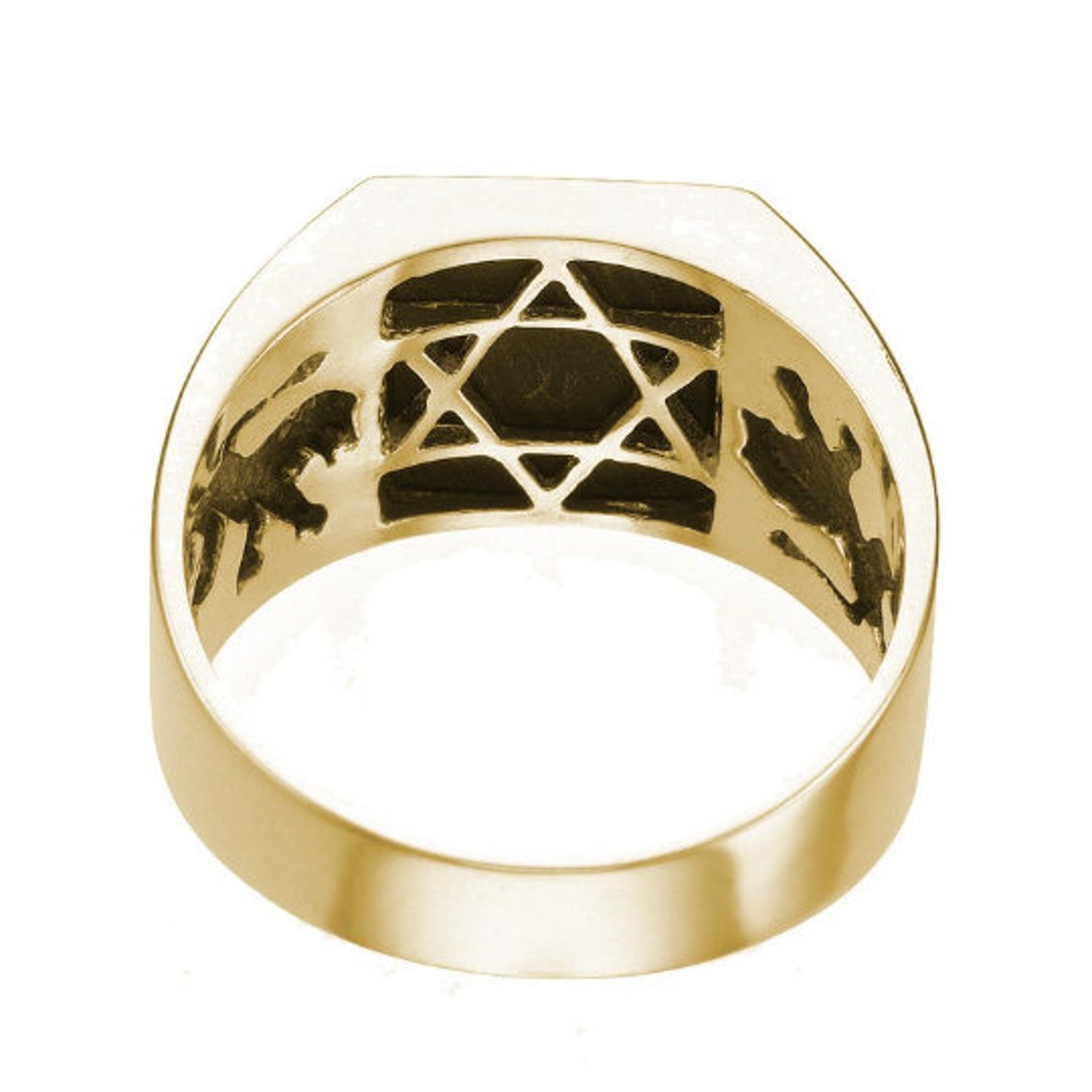 Bob Marley Style Ring, Lion of Judah Men's Ring, Solid 14k Gold and ...