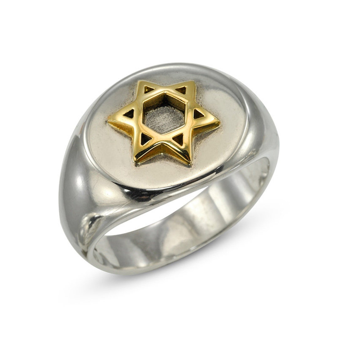 Star of David Ring, Silver and Gold Ring, Jewish Star Ring, Sterling ...