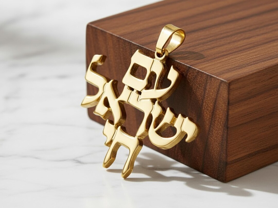 Am Israel Chai Pendant in Solid 14K Gold, Hebrew Charm, Jewish People ...