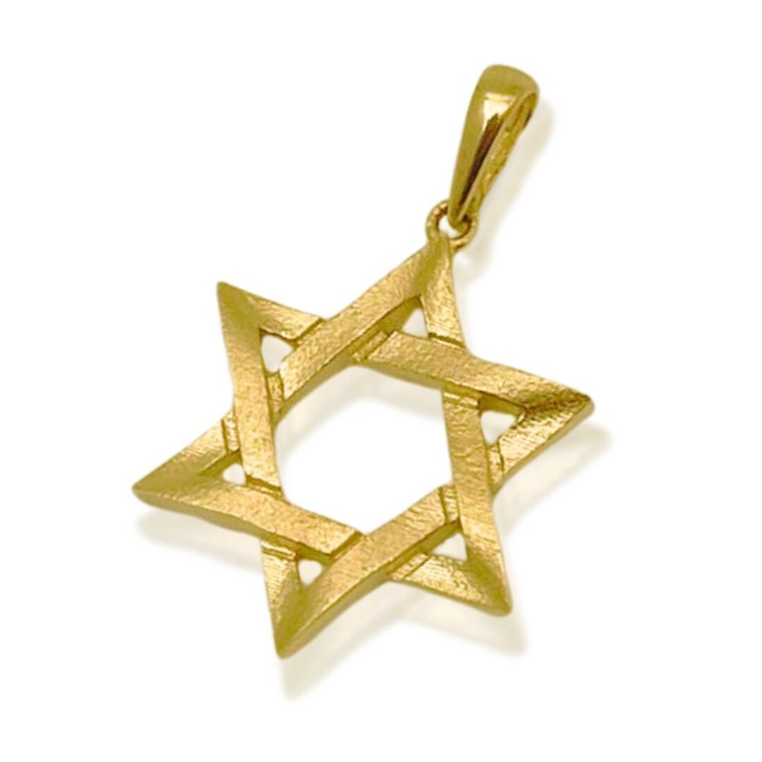 Handmade 14K Gold Star of David Pendant, Textured Jewish Necklace ...