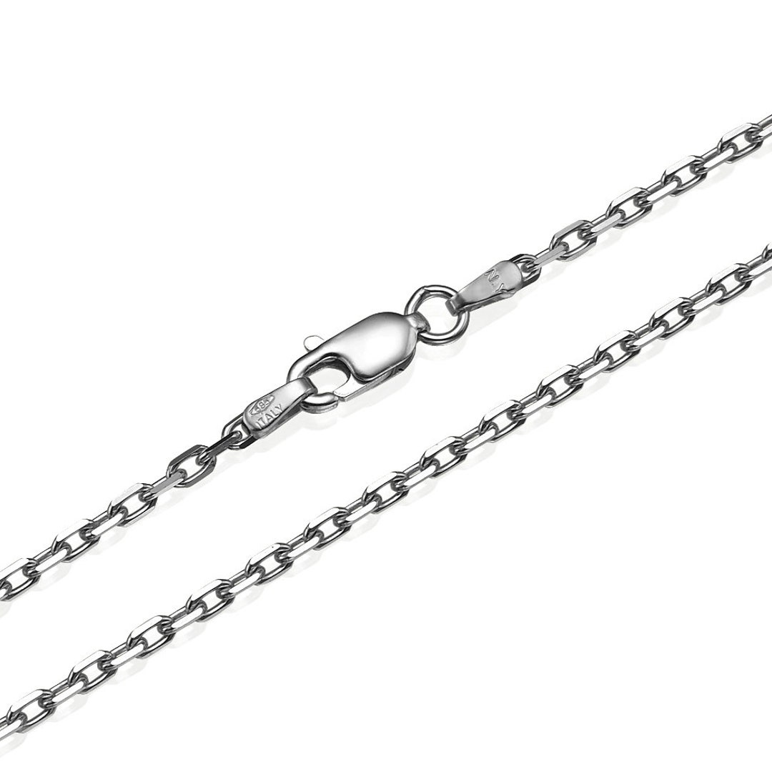 14k White Gold Chain 2.1mm, White Gold Anchor Link Chain, Solid 14k ...