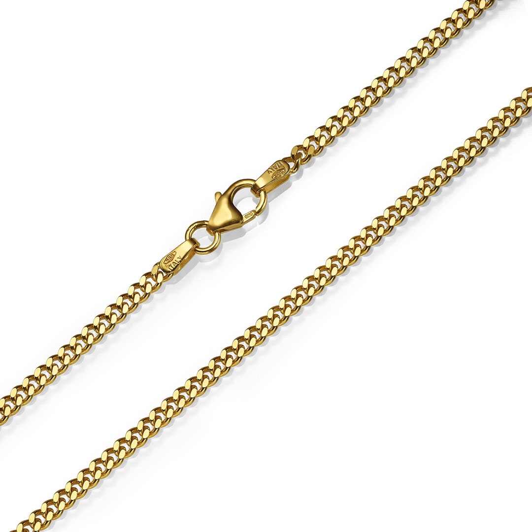 Cuban Chain 14K Gold 2.4 Mm Thick Heavyweight, Solid Gold Panzer Chain ...