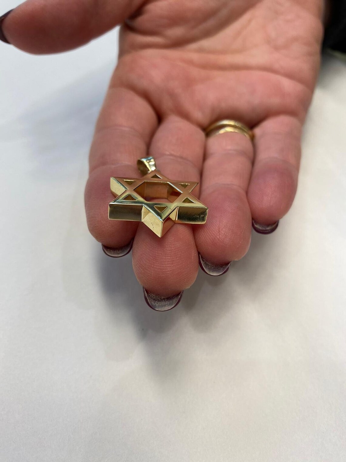 Heavyweight Large Star of David, Solid 14k Gold Pendant, Thick Gold ...