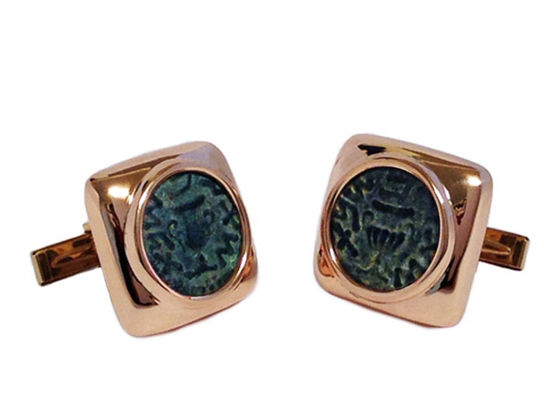 Ancient Coin Cufflinks, 14k Rose Gold Cufflinks, Square Cuff Links With ...