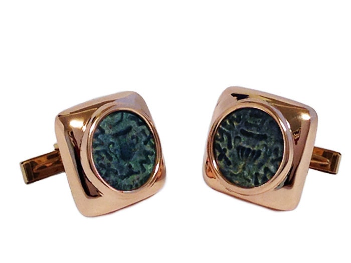 Ancient Coin Cufflinks 14k Rose Gold Cufflinks Square Cuff | Etsy