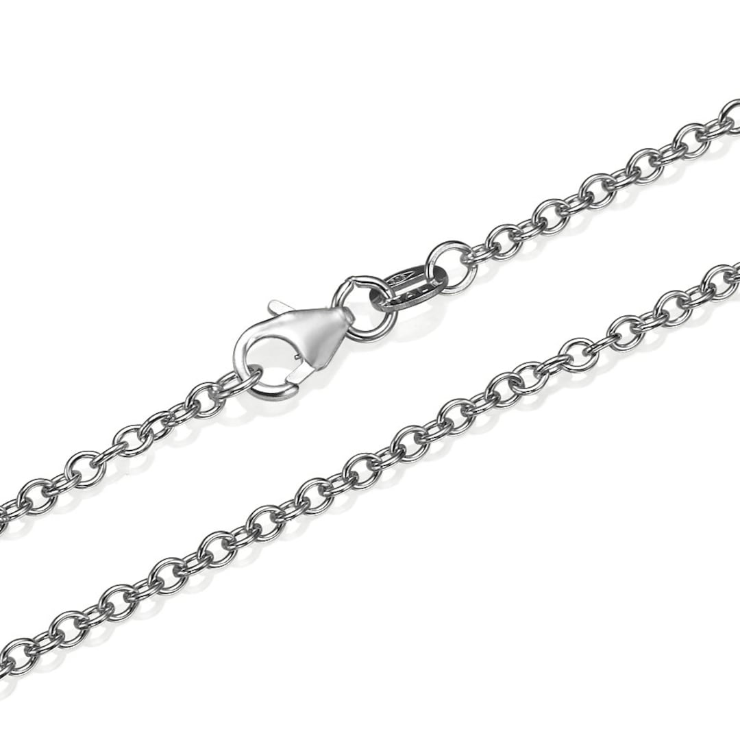 14k White Gold Chain 2.3mm, White Gold Rolo Link Chain, Solid 14k Gold ...