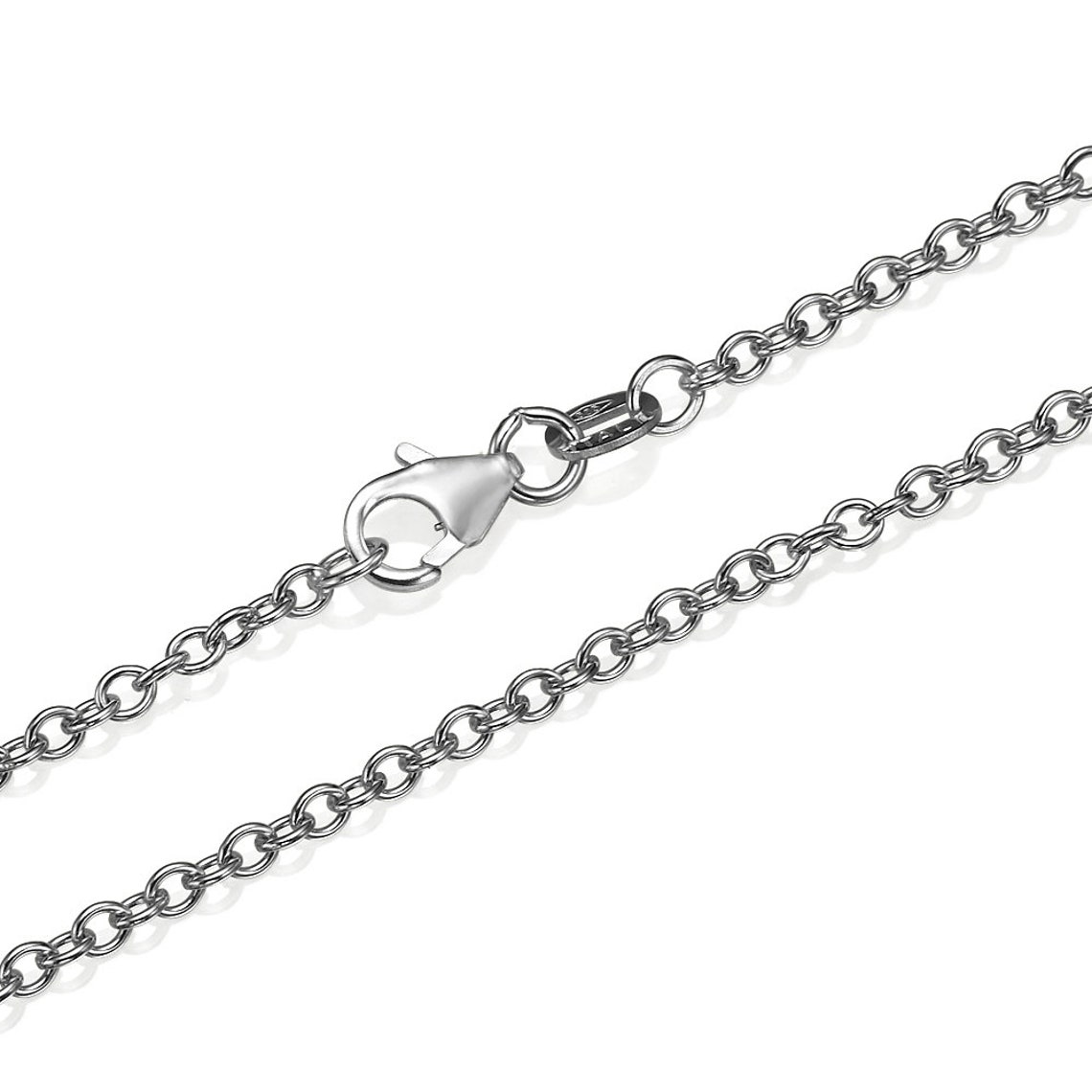 14k White Gold Chain 2.3mm White Gold Rolo Link Chain Solid - Etsy