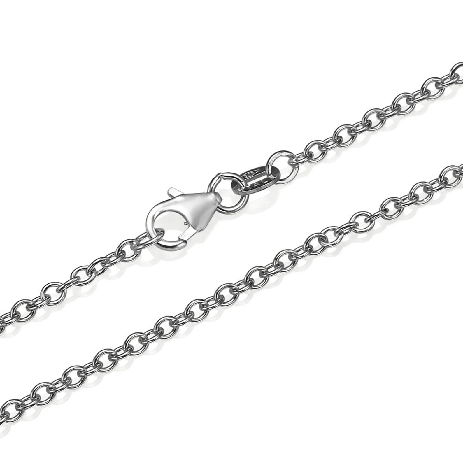 14k White Gold Chain 2.3mm White Gold Rolo Link Chain Solid - Etsy