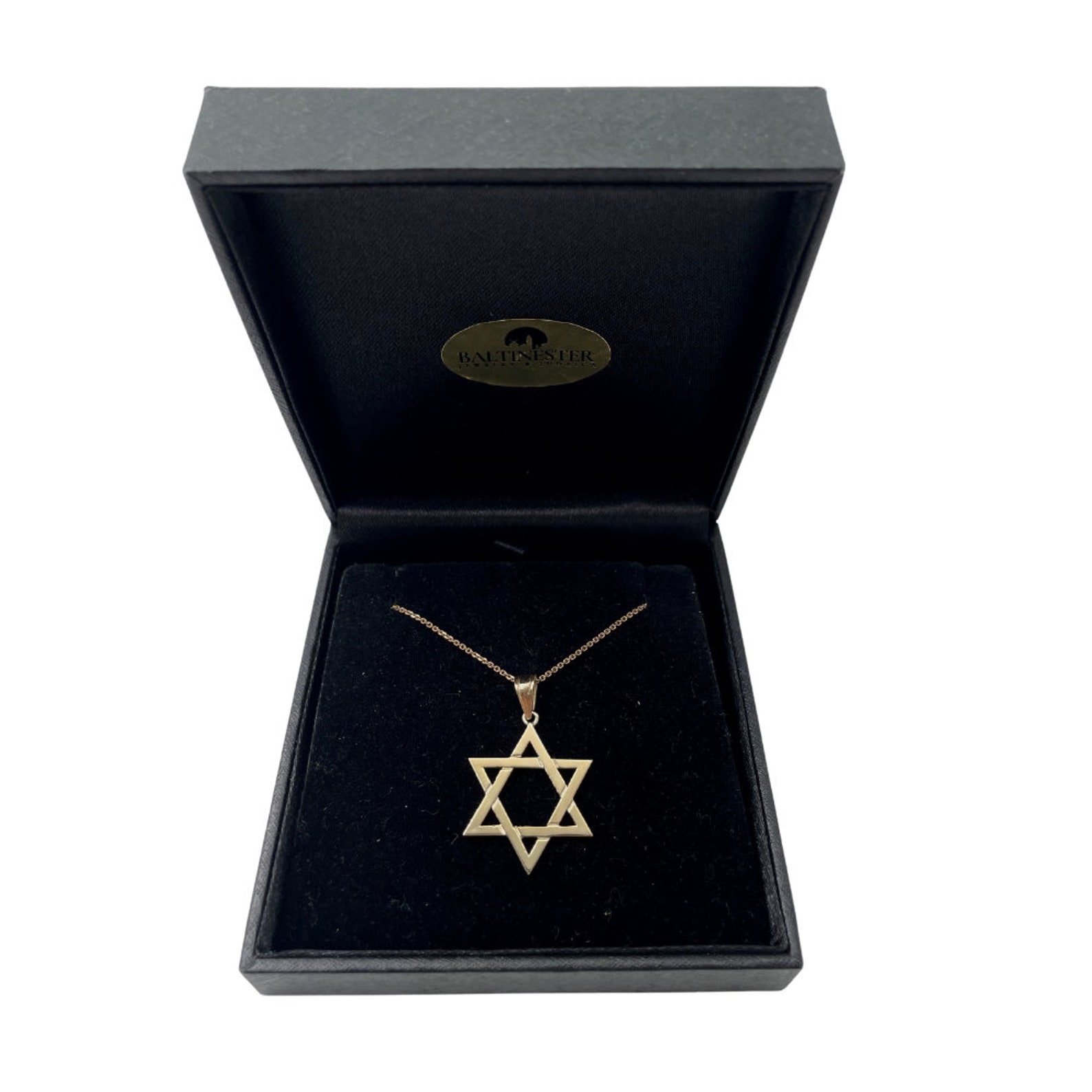Large Gold Star of David Necklace, 14k Solid Gold Jewish Star Pendant ...