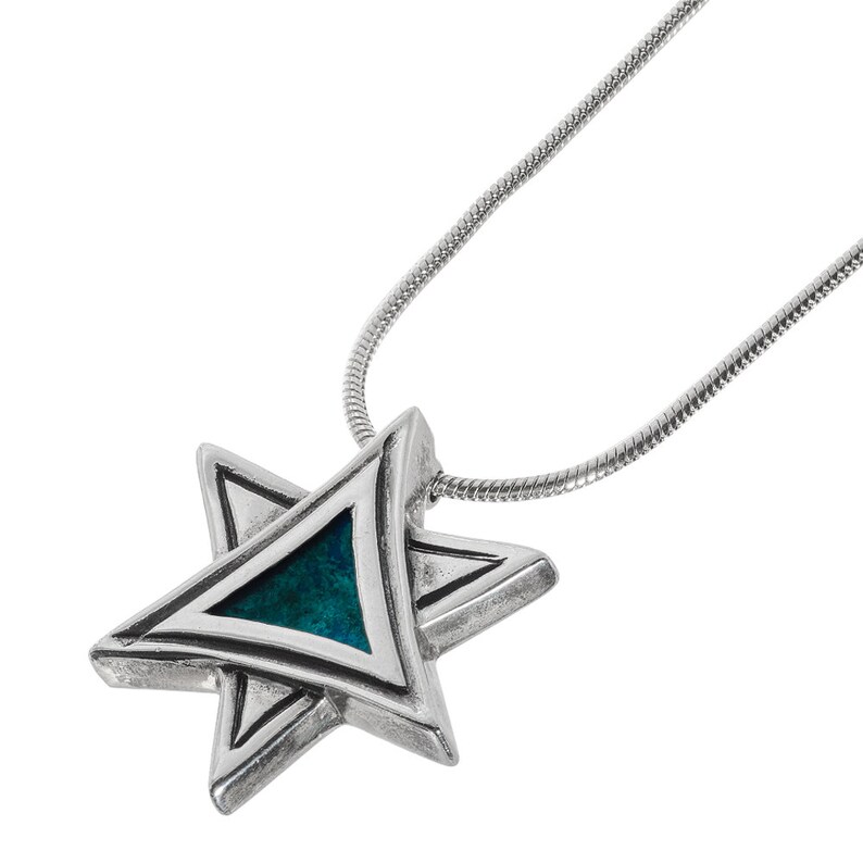 Star of David Eilat Stone Sterling Silver Pendant Necklace - Etsy