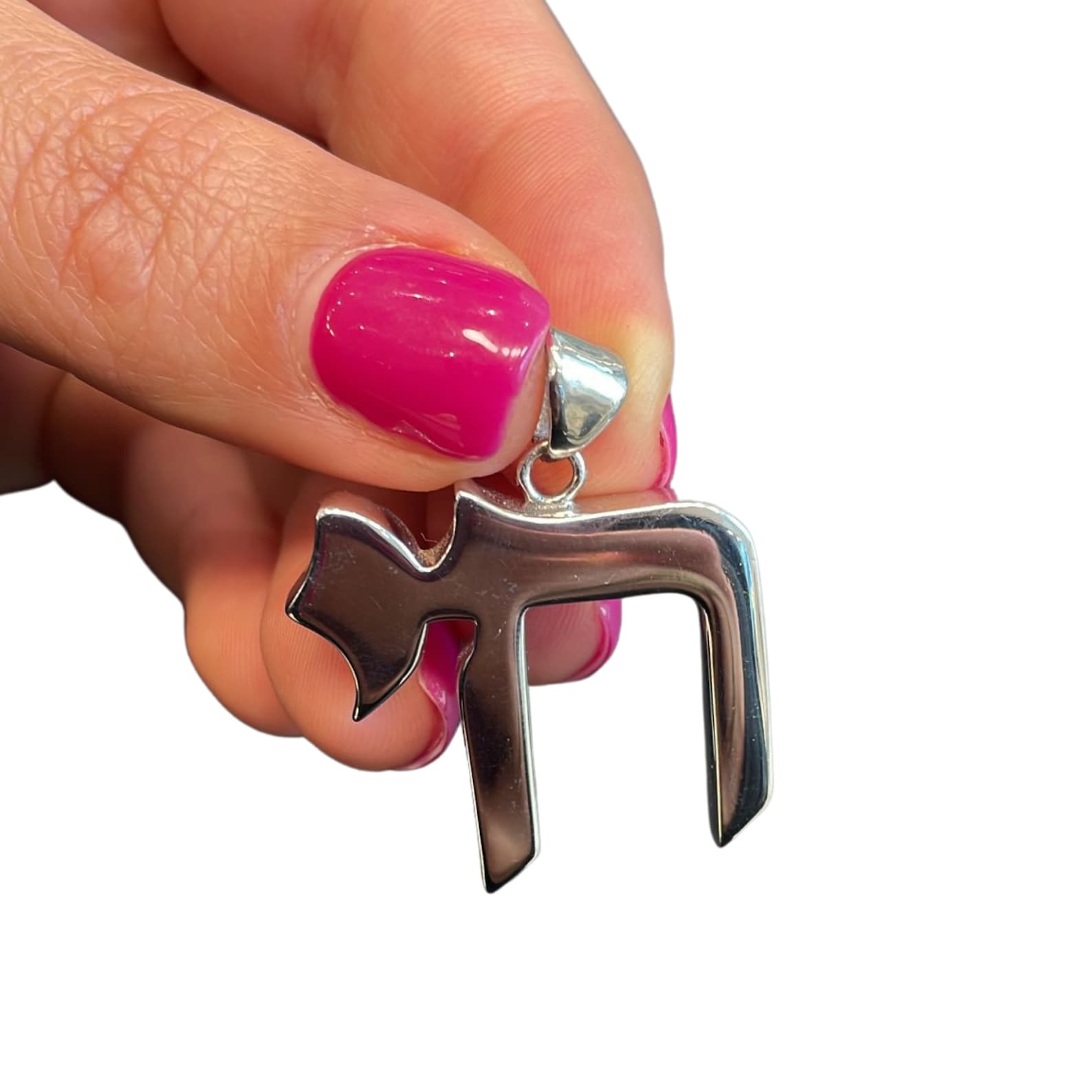 Large Chai Pendant 14k White Gold Chai Necklace Pendant Hai - Etsy