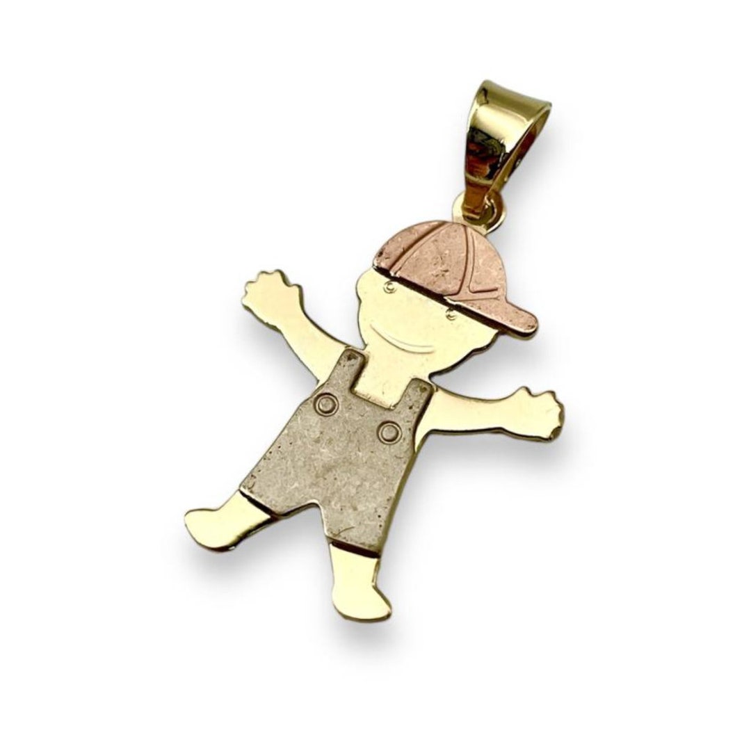 Little Boy Pendant in 14K Gold, Baby Boy Charm for Necklace or Bracelet ...