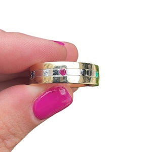 Hebrew Wedding Ring, 14k Gold Wedding Band With Precious Stones, Hoshen ...