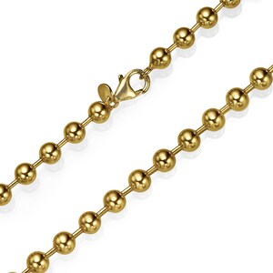 14k Gold Large Smooth Ball Chain 5 Mm, Heavyweight Solid Gold Statement ...