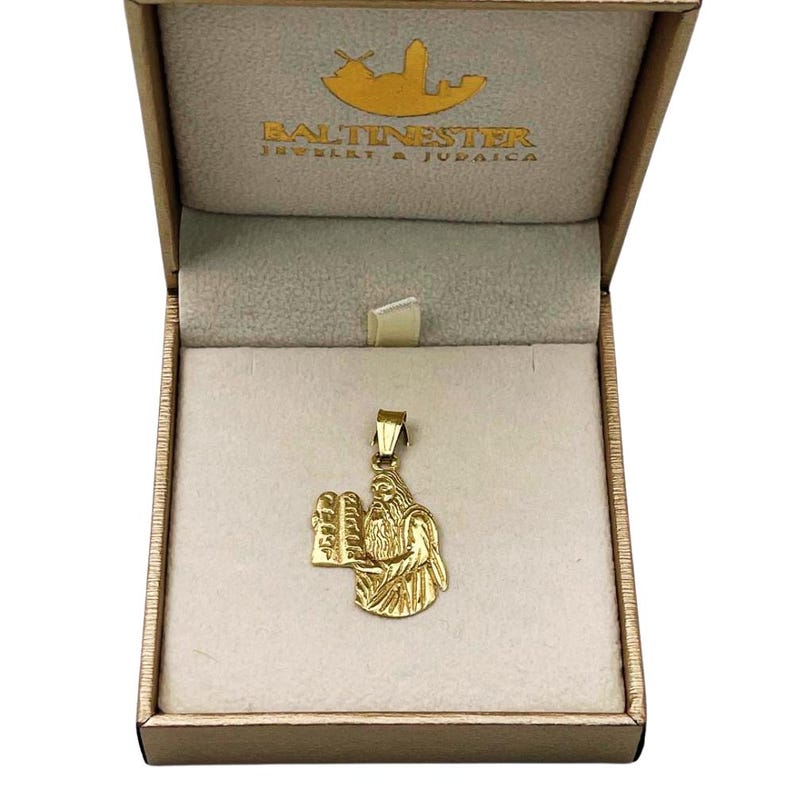 Moses Ten Commandments Solid 14k Gold Judaica Pendant, Vintage Style ...