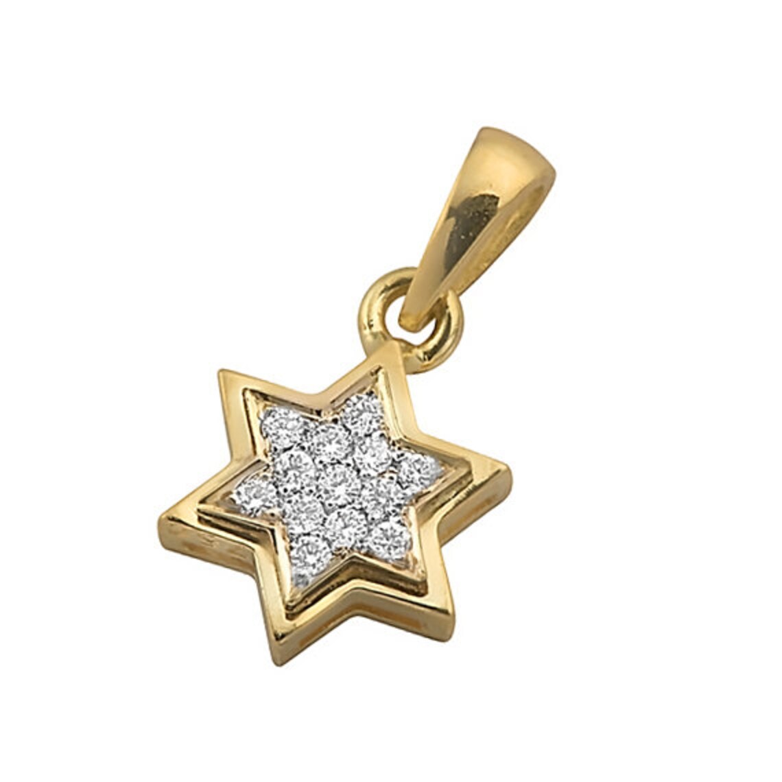 Tiny Star of David 18k Yellow Gold Diamond Pendant Mini | Etsy