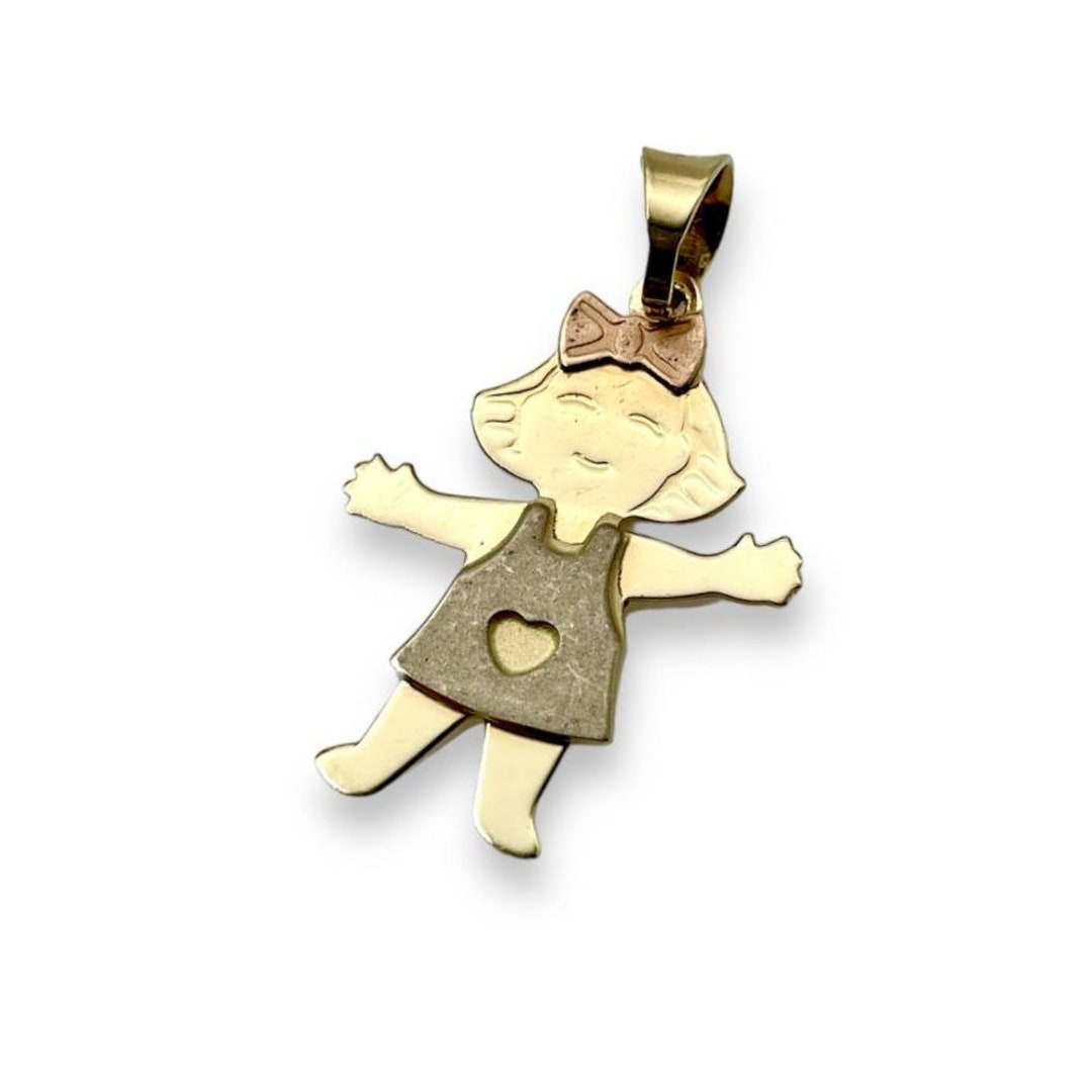 Little Girl Pendant in 14K Gold, Baby Girl Charm for Necklace or ...