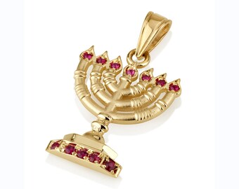 Silver & Gold Diamond Torah Pendant, Ten Commandments Pendant, Menorah ...