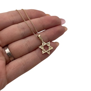Diamond Cut Star of David Pendant in 14K Gold, Magen David Protection ...