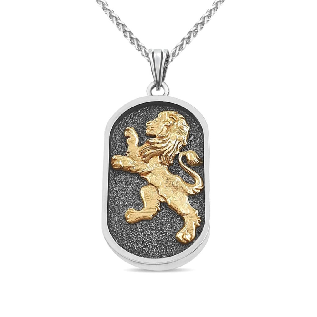 Lion of Judah on Jerusalem Stone With Nano Bible Silver & Gold Necklace ...